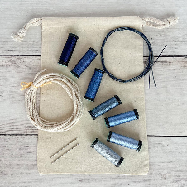 Silk Coiled Pendant Kit - Blue - The Creativity Patch - Lucy Jennings